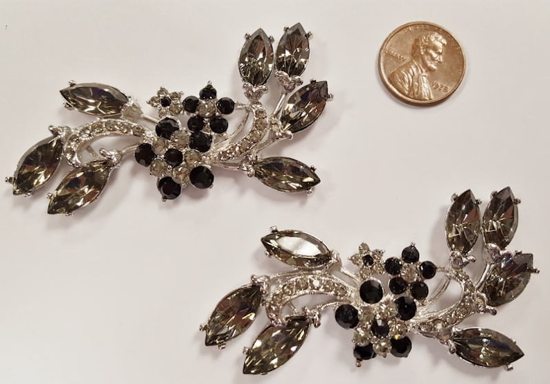 1 Smoke Crystal Jet Rhinestone Gem Jewel Flower 36x68mm. | Etsy