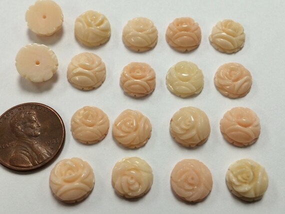 1 Vintage Genuine Light Pink Shell Hand Carved Rose Flower | Etsy