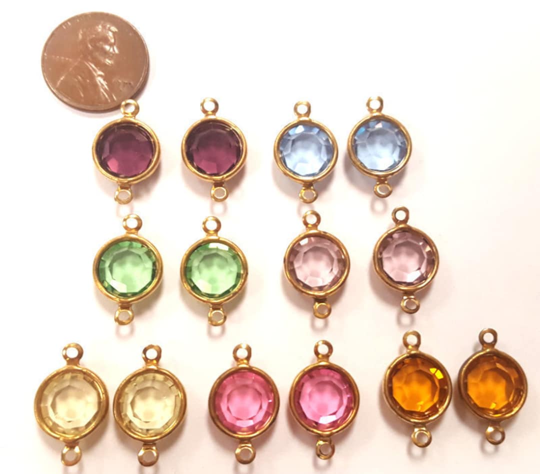 6 Vintage Swarovski Gem Jewel 47SS 2 Loop Channel Connector Bead Charms ...