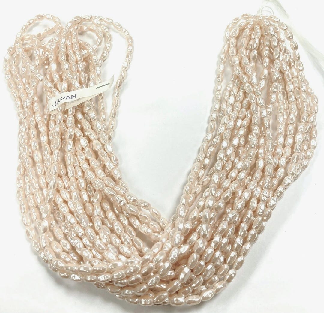 1,000pcs (ten 30" Strings) Vintage Cultura Pearl Acrylic Rice Baroque ...