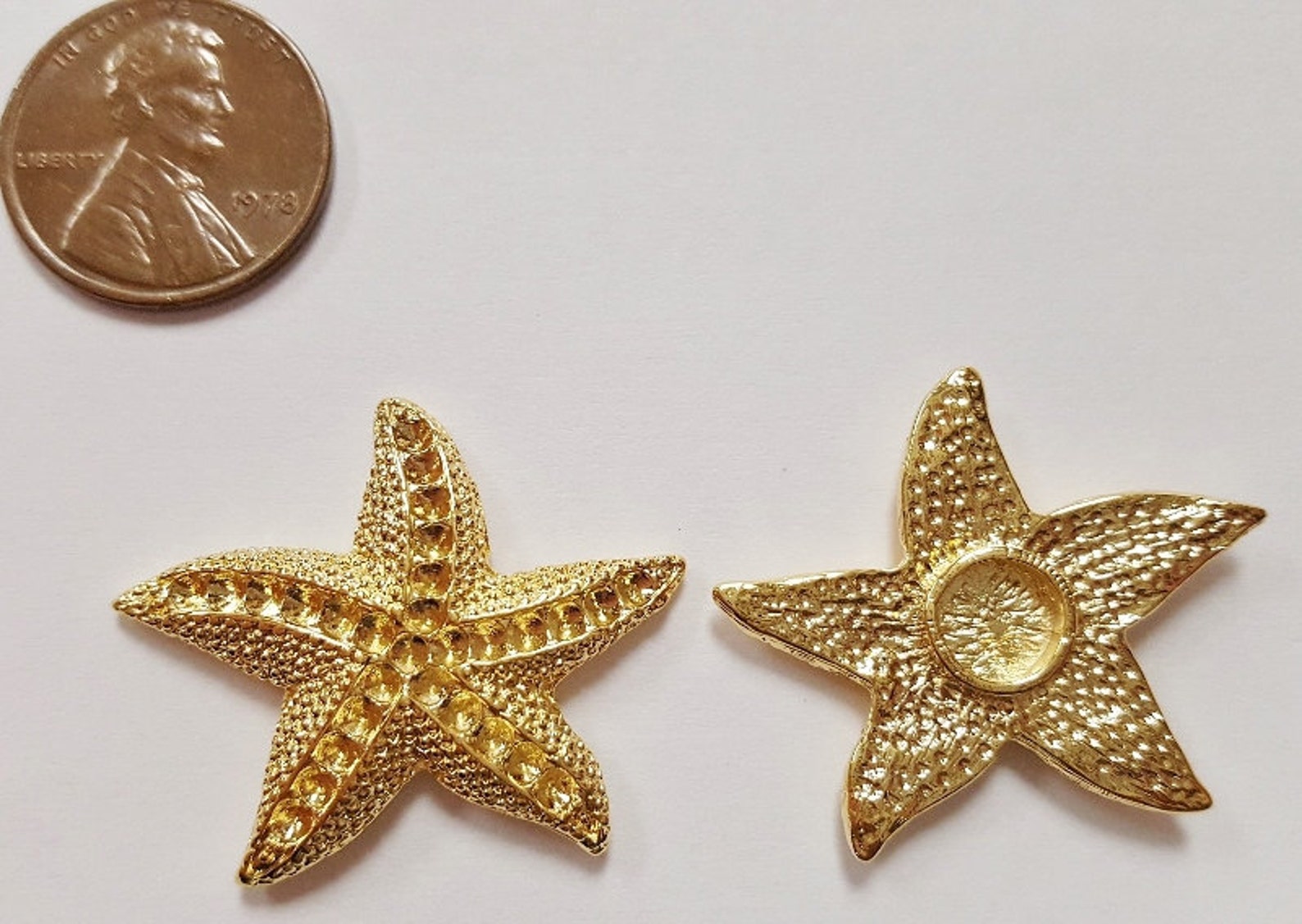 1 Gold Starfish 29x27mm. Unset Rhinestone Setting Cabochon - Etsy