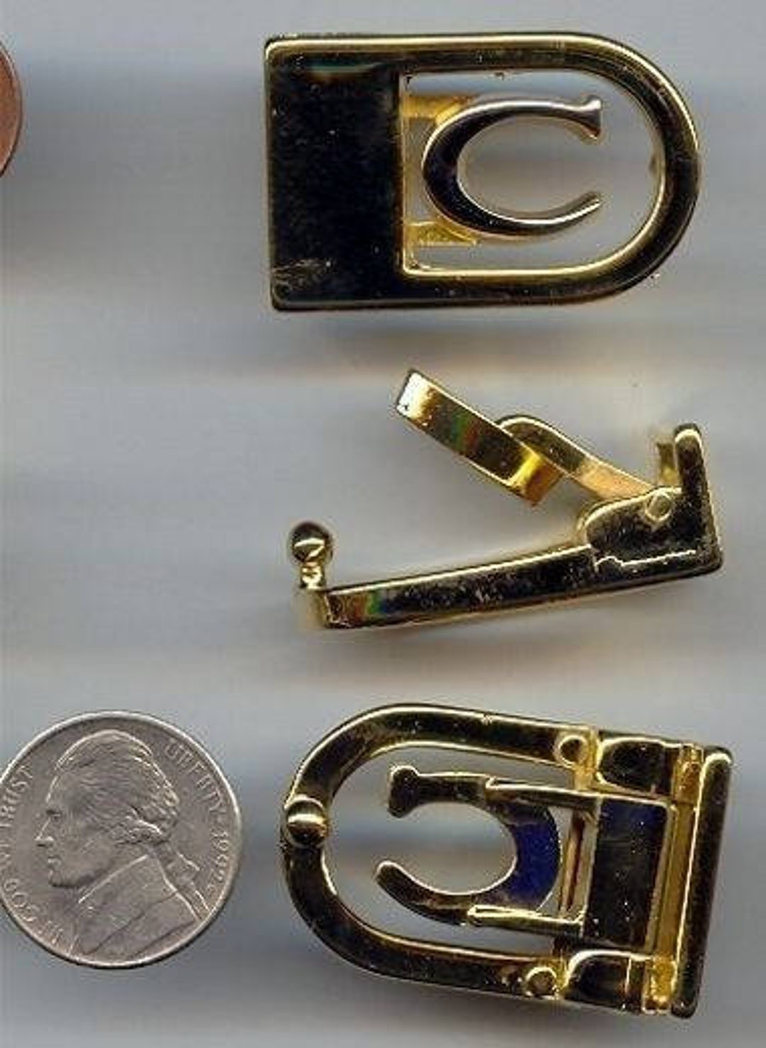 1 VINTAGE GOLD & SILVER Plated Letter "c" Initial Hinge Belt Buckle ...