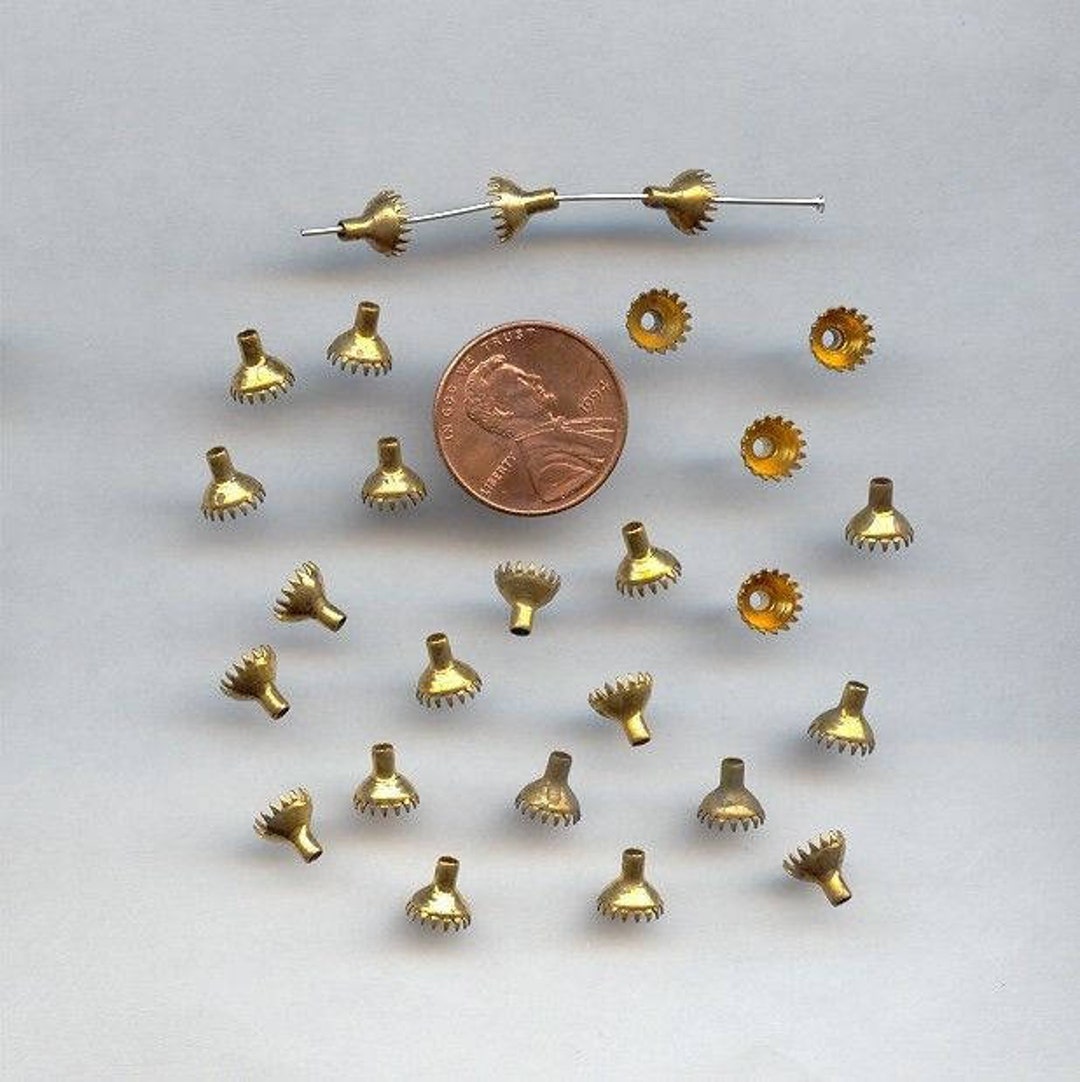 18 Vintage Brass Crown Prong 6mm. Round Rhinestone Settings With Stem ...