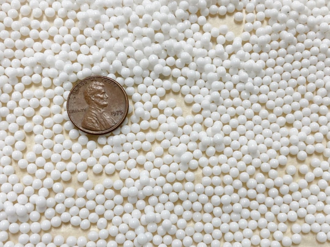 1440 Pieces (10 Gross) Vintage Glass White 3mm. Round Ballotini Balls ...