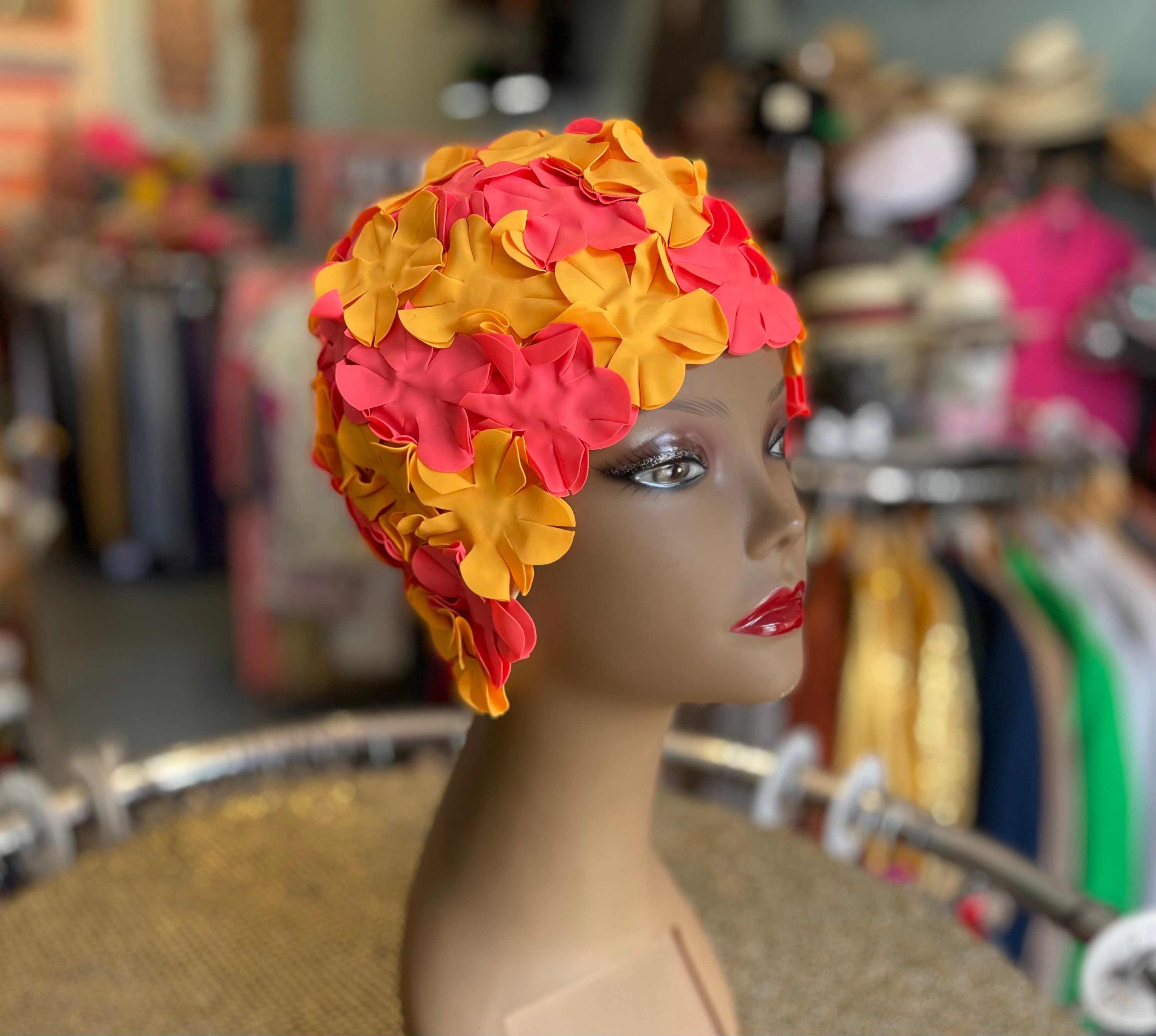 Retro Flower Swim Caps Multi-colored and in Solid Colors | Etsy