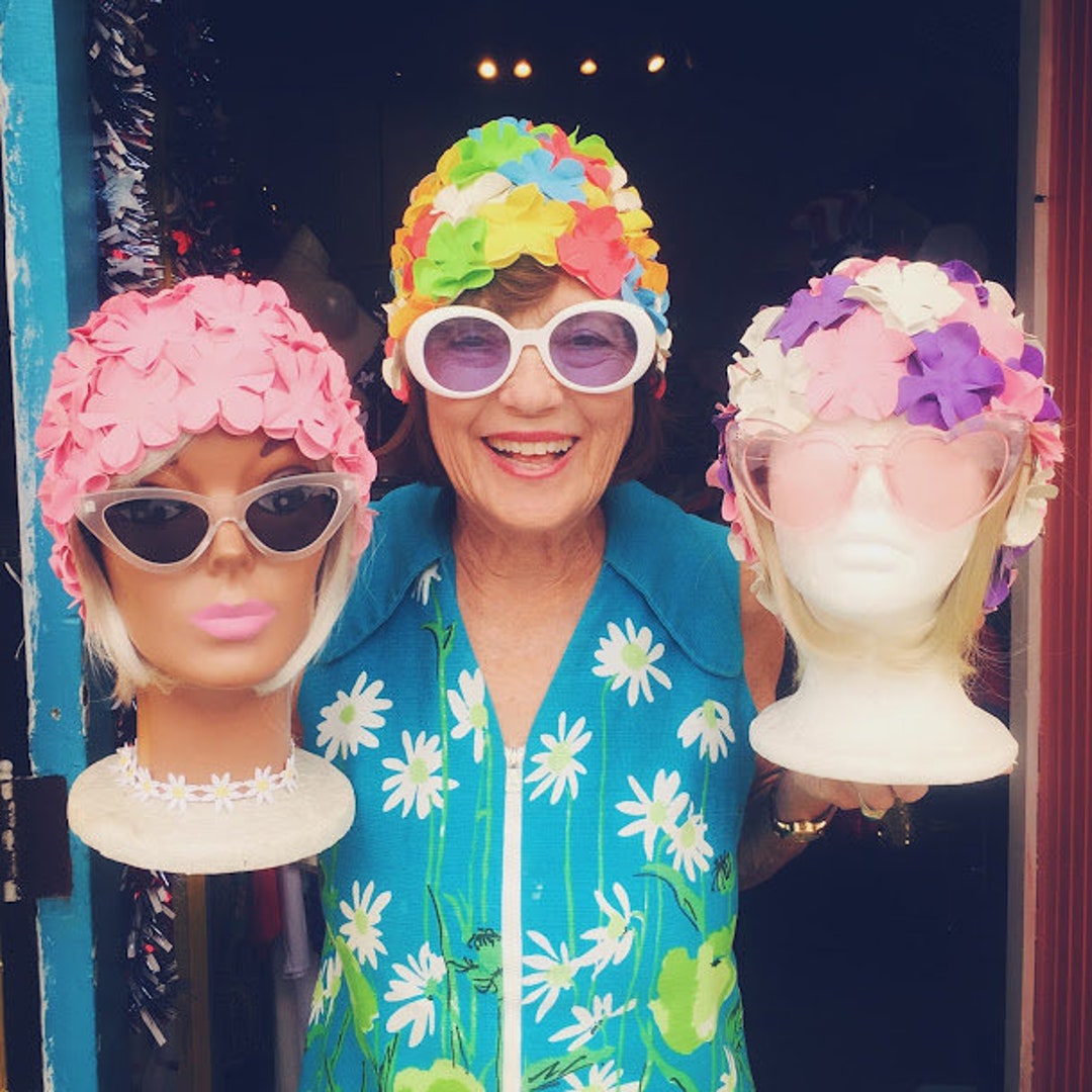 Retro Flower Swim Caps, Multi-colored and in Solid Colors - Etsy