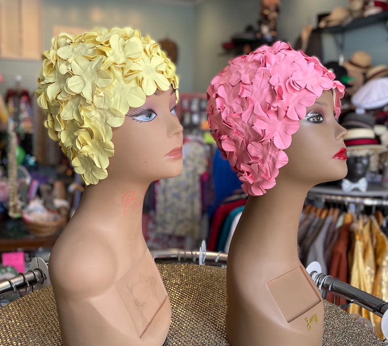 Retro Flower Swim Caps, Multi-colored and in Solid Colors - Etsy