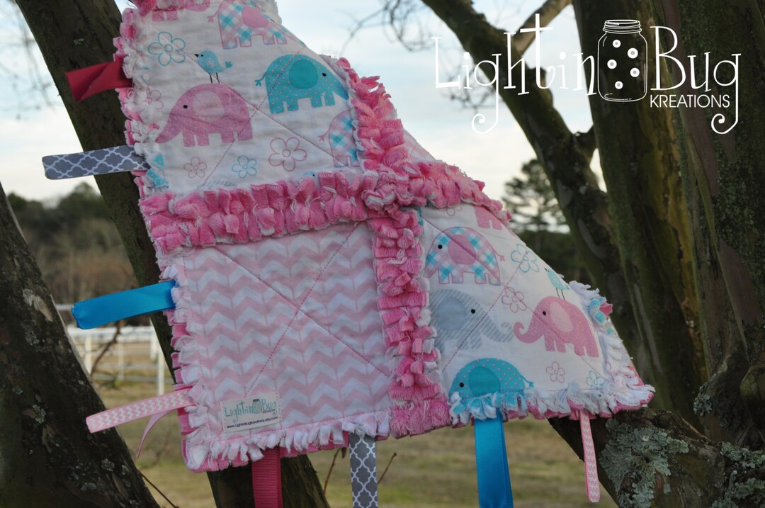 Girly Elephant Tag Rag Blanket - Etsy