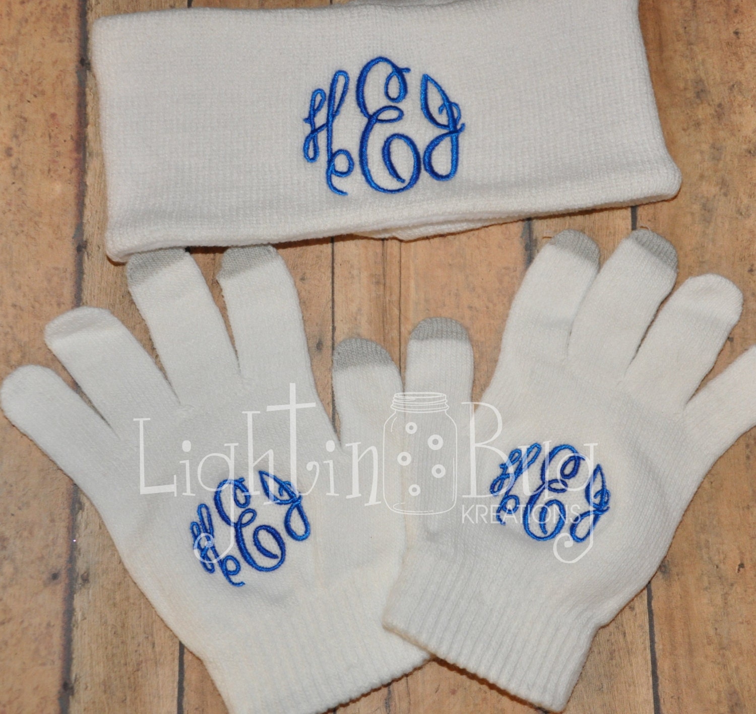 Monogrammed Earwarmer and Texting Glove Set - Etsy