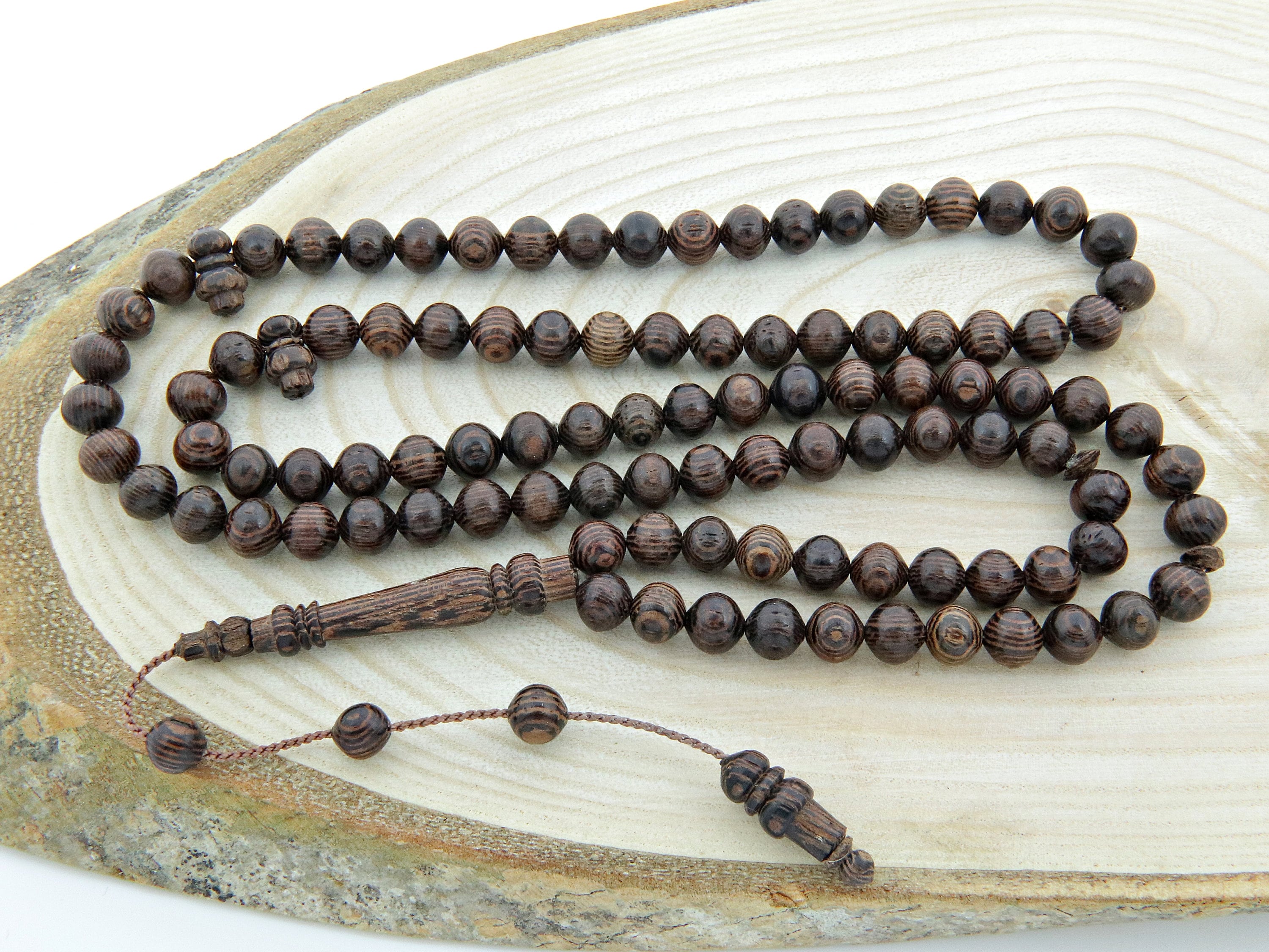 Natural Wenge tree 99 beads Islamic Prayer Beads Misbaha | Etsy