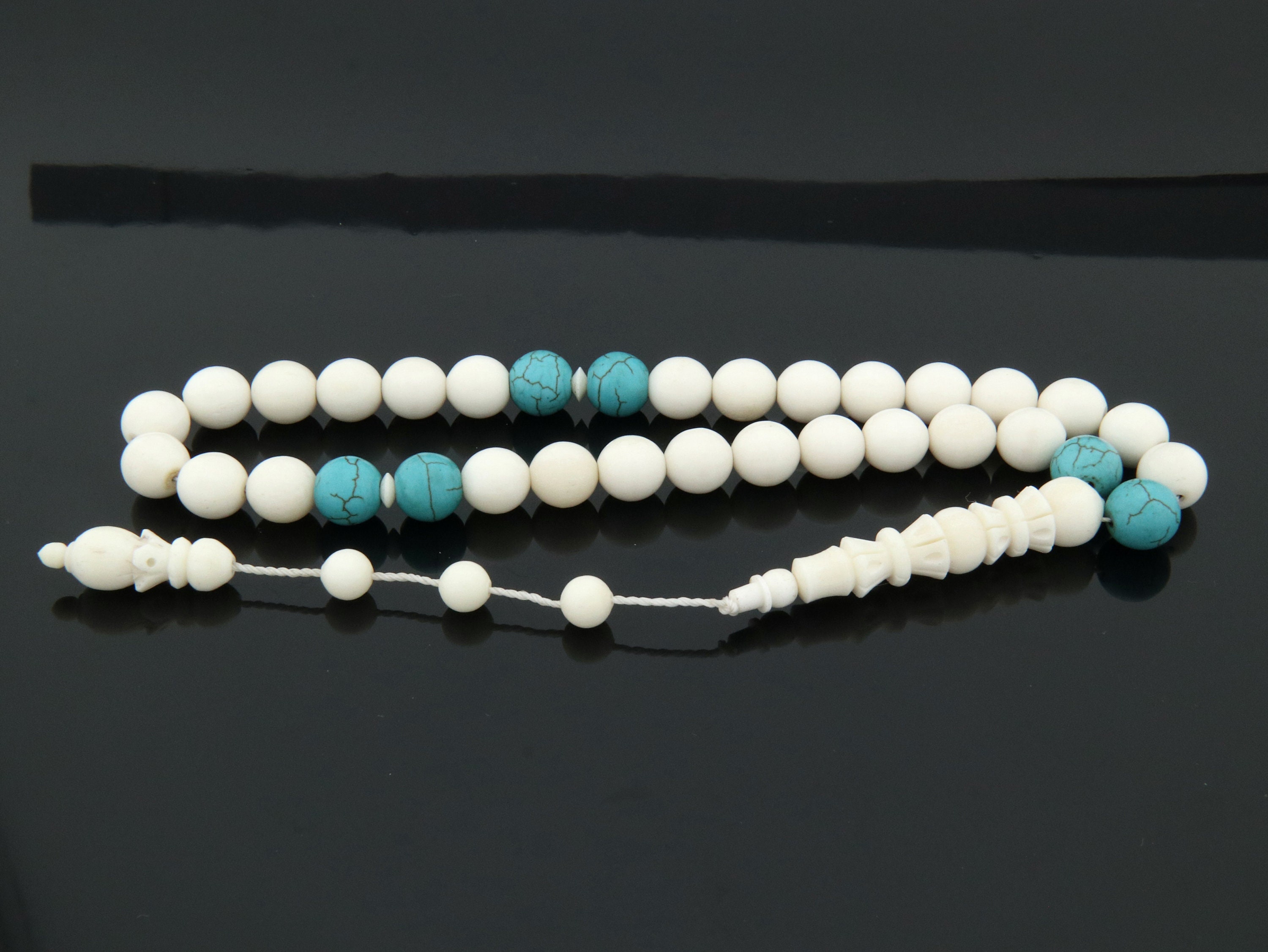 Camel Bone and Turquoise 33 Beads Islamic Prayer Beads Misbaha From ...