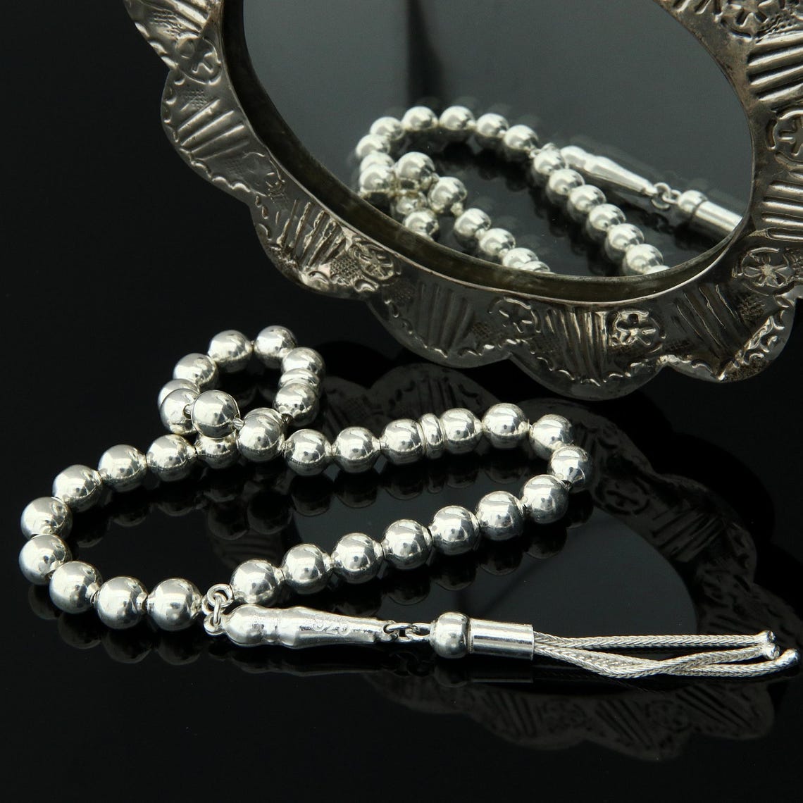 925 Sterling Silver 33 Islamic Prayer Beads Misbaha Tasbih Ottaman ...