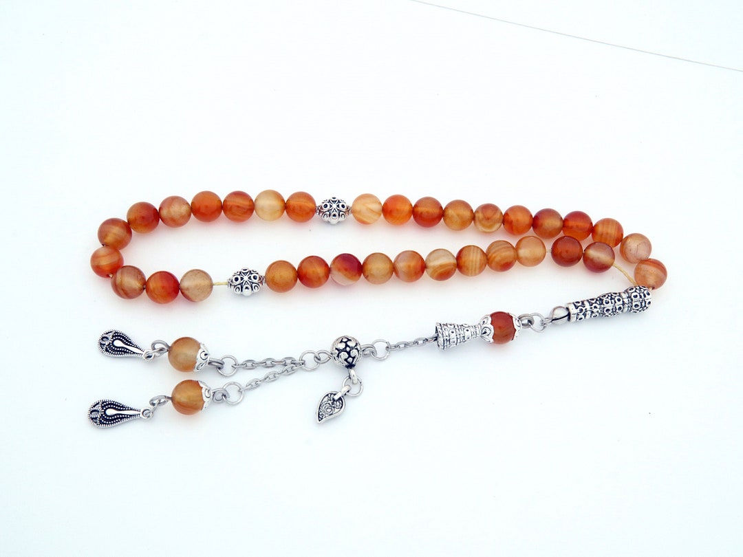 Agate Gemstone 33 Beads Islamic Prayer Beads Misbaha From Turkey 125039 ...