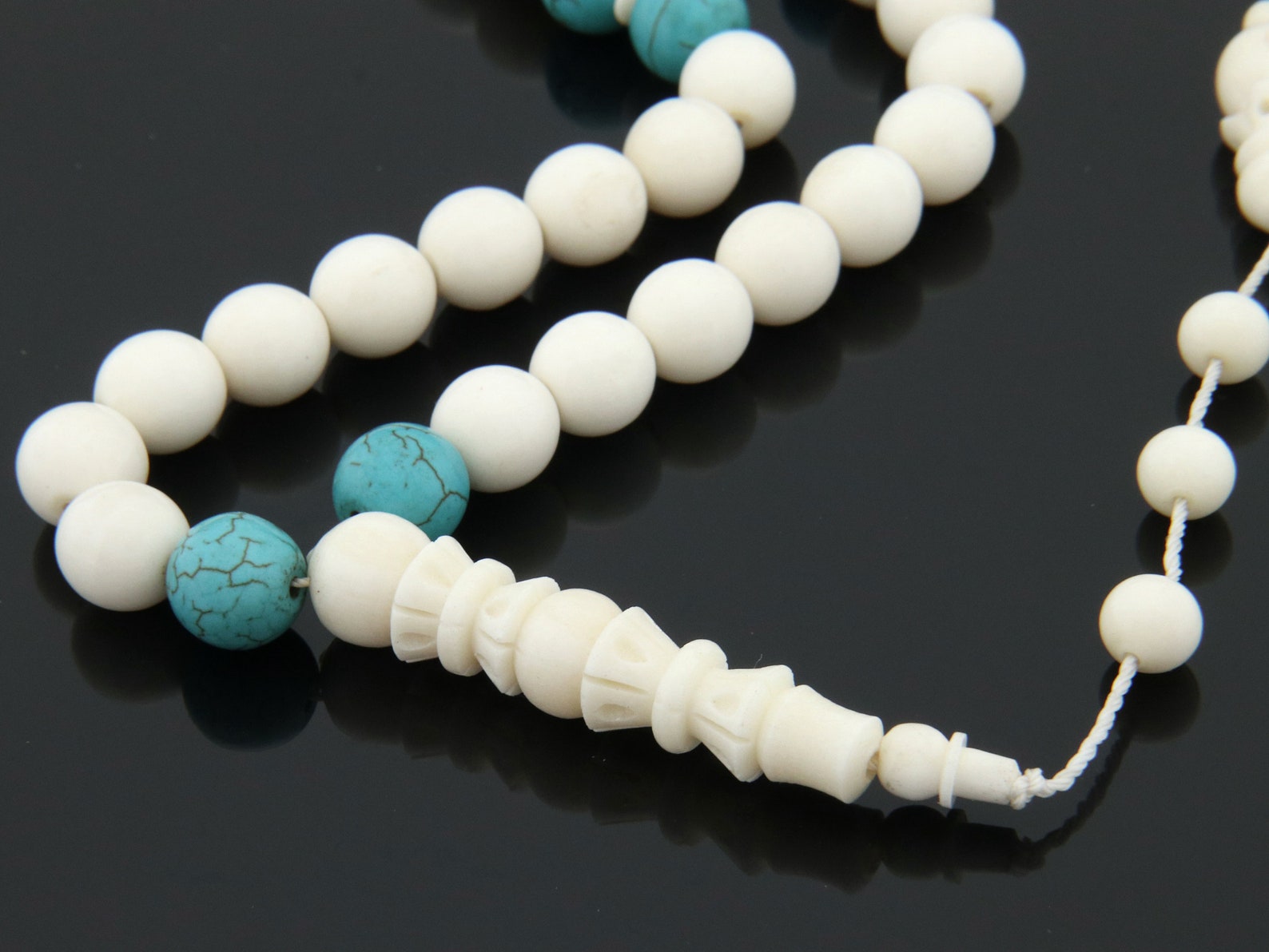 Camel Bone and Turquoise 33 Beads Islamic Prayer Beads Misbaha From ...