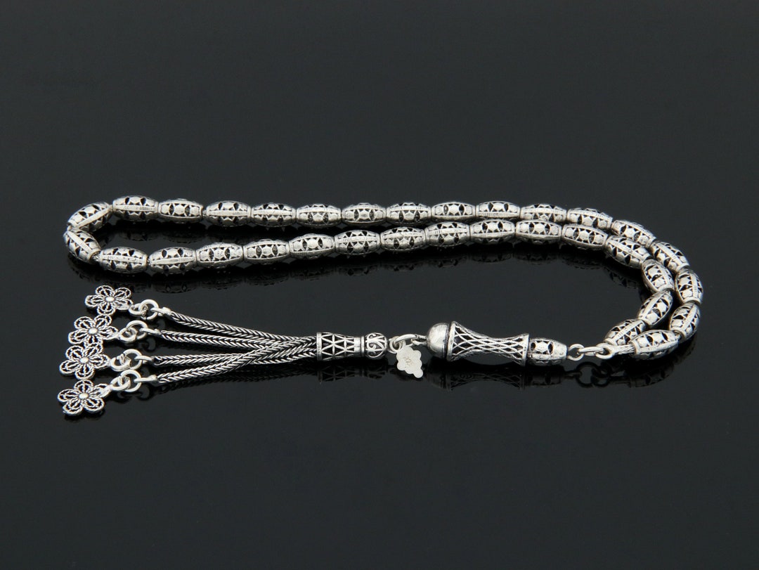 925 Sterling Silver 33 Islamic Prayer Beads Misbaha Tesbih Tasbih ...