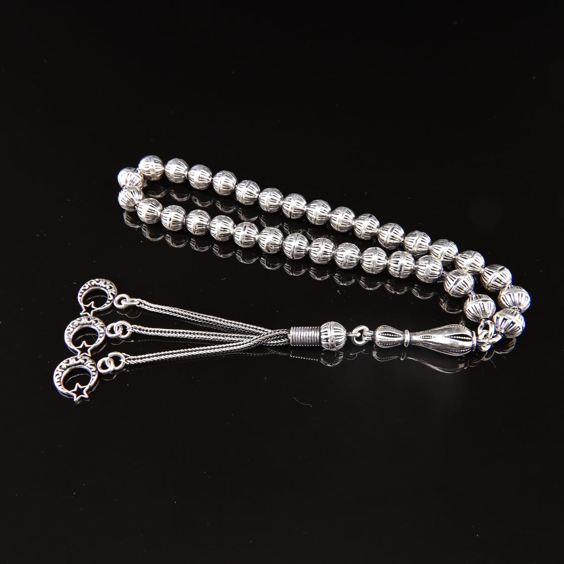 925 Sterling Silver 33 Islamic Prayer Beads Misbaha Tesbih Tasbih ...