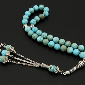 Natural Turquoise Gemstone 33 Beads Islamic Prayer Beads Misbaha From ...