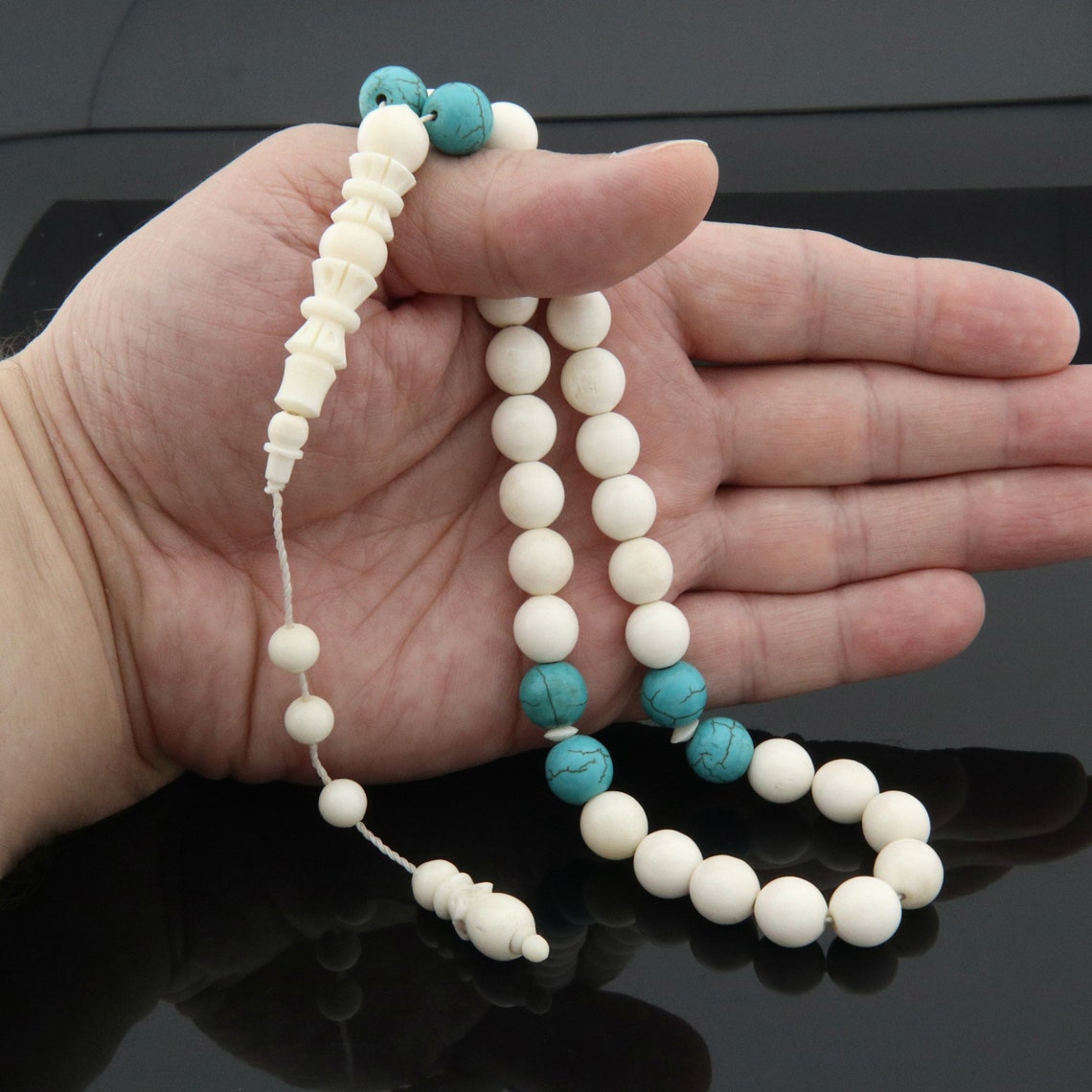 Camel Bone and Turquoise 33 Beads Islamic Prayer Beads Misbaha From ...