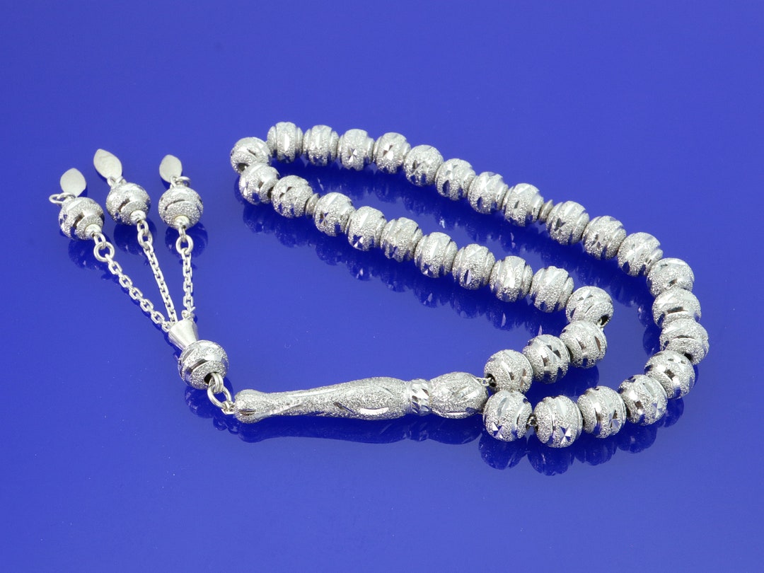 Special 925 Sterling Silver 33 Islamic Prayer Beads Misbaha Tasbih ...