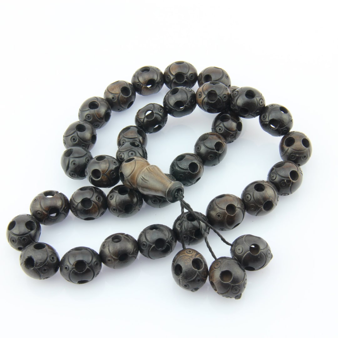 Huge Black Meerschaum Stone 33 Beads Islamic Prayer Beads Misbaha From ...
