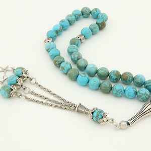Natural Turquoise Gemstone 33 Beads Islamic Prayer Beads Misbaha From ...