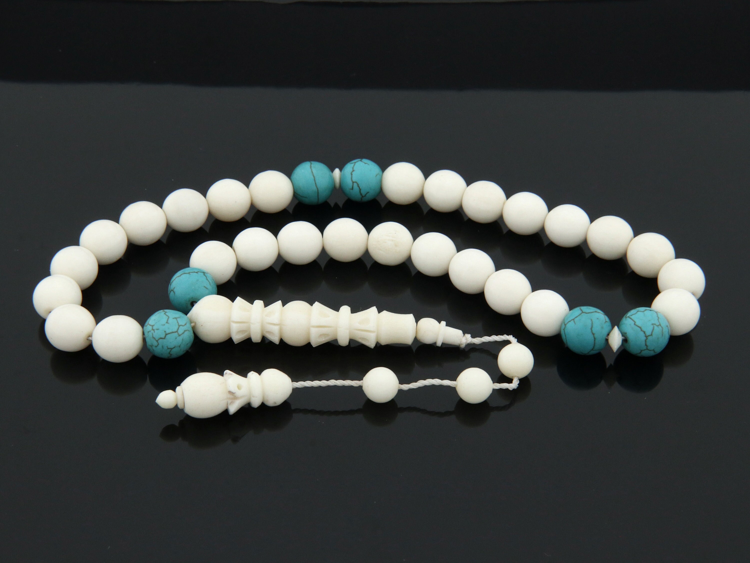 Camel Bone and Turquoise 33 Beads Islamic Prayer Beads Misbaha From ...