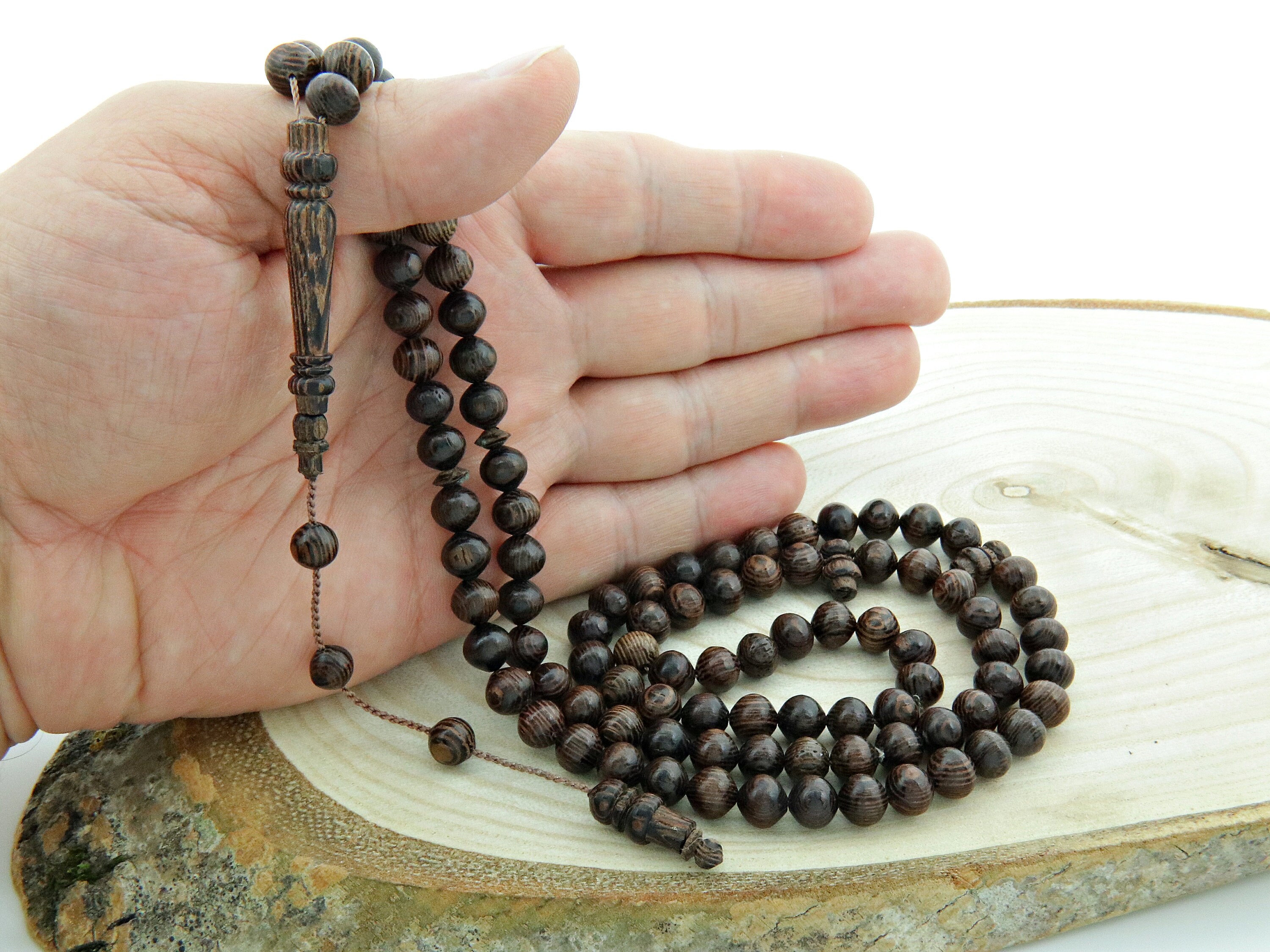 Natural Wenge Tree 99 Beads Islamic Prayer Beads, Misbaha, Tesbih ...