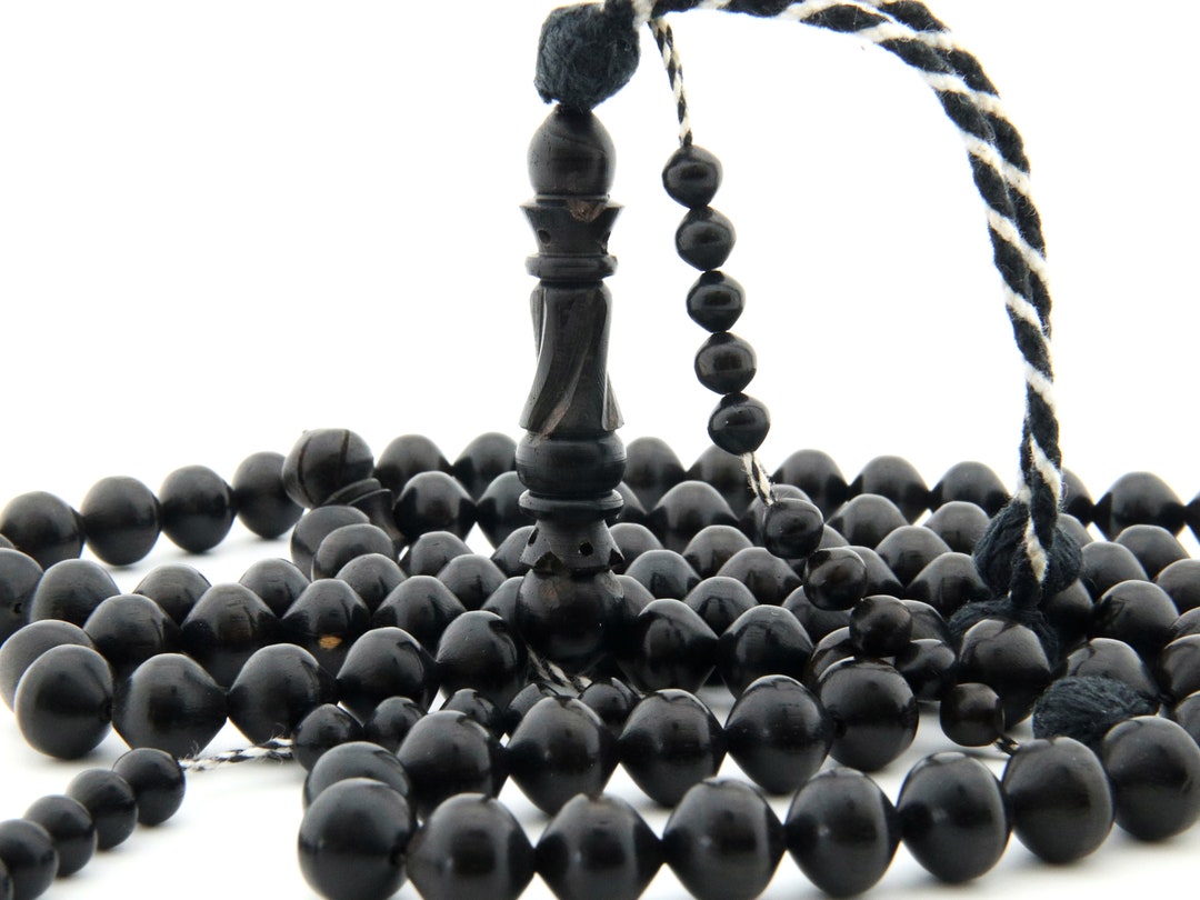 Big Natural Carving Ebony Wood 100 Beads Islamic Prayer Beads for ...