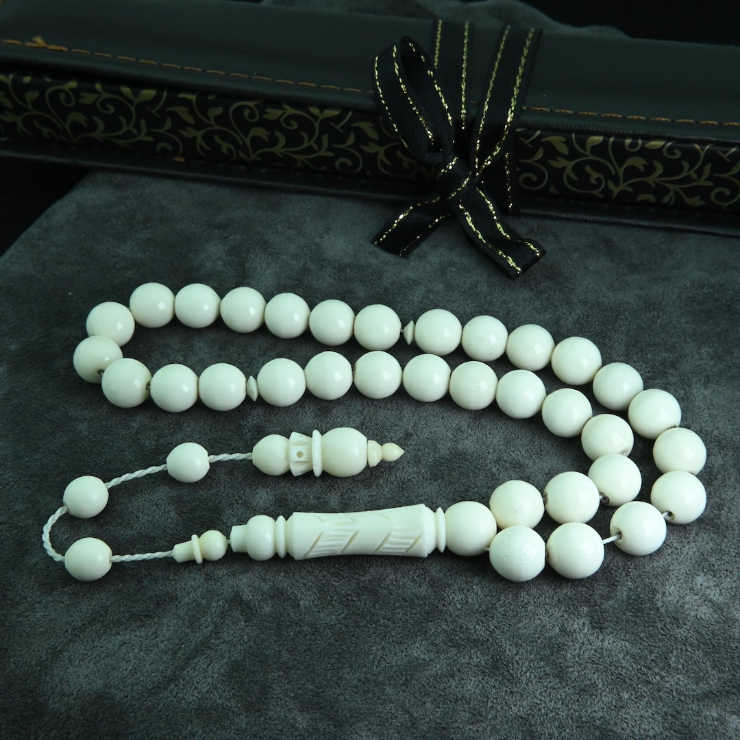 Carved Imam Camel Bone 33 Islamic Prayer Beads Misbaha Kombolo From ...