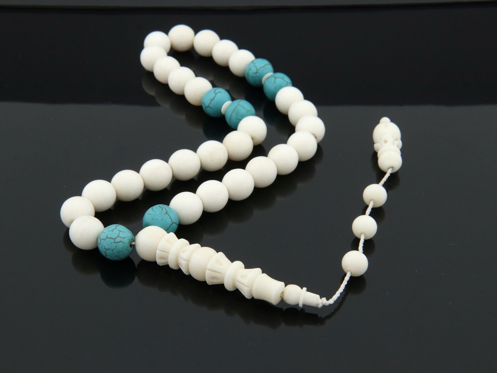 Camel Bone and Turquoise 33 Beads Islamic Prayer Beads Misbaha From ...