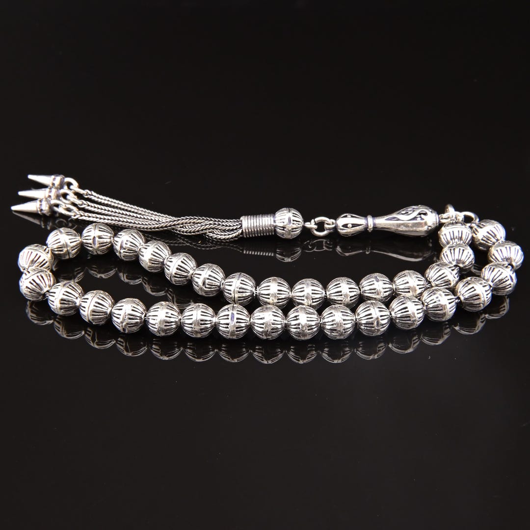925 Sterling Silver 33 Islamic Prayer Beads Misbaha Tesbih Tasbih ...