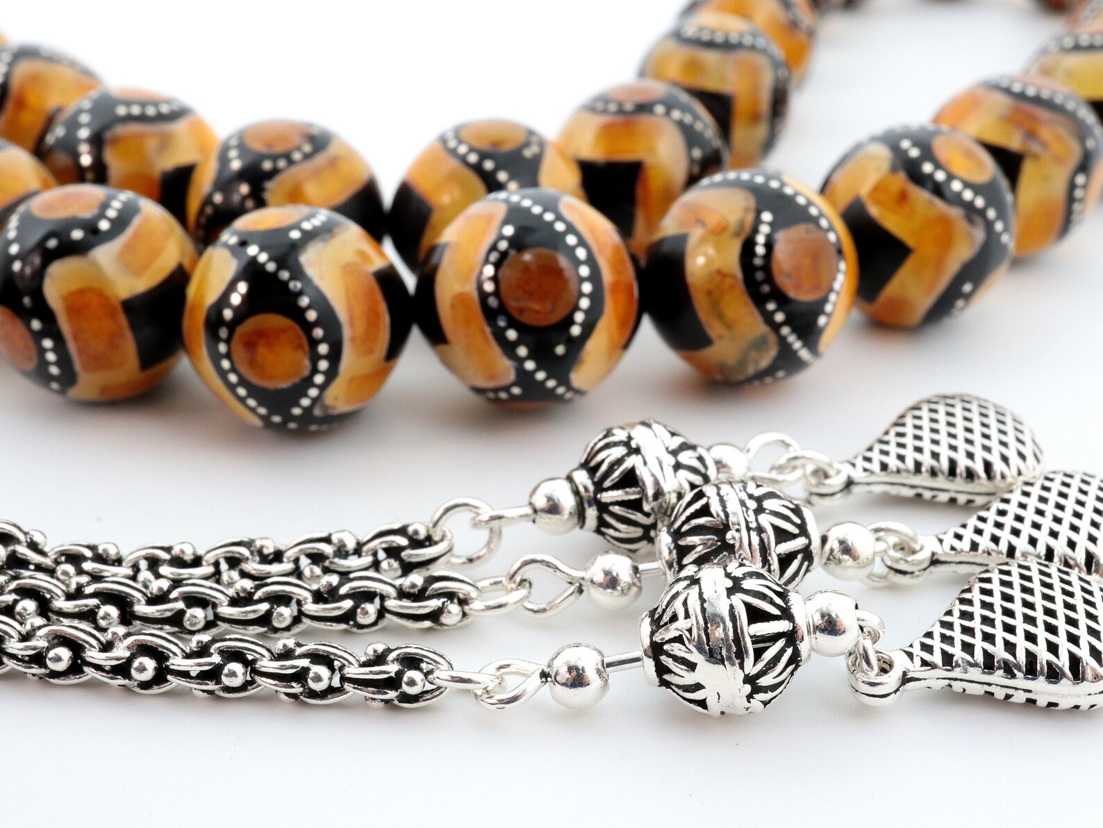 Huge Amber and 925 Silver Inlay and 925 Silver Tassel Kuka - Etsy