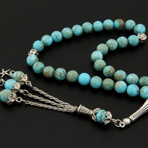Natural Turquoise Gemstone 33 Beads Islamic Prayer Beads Misbaha From ...