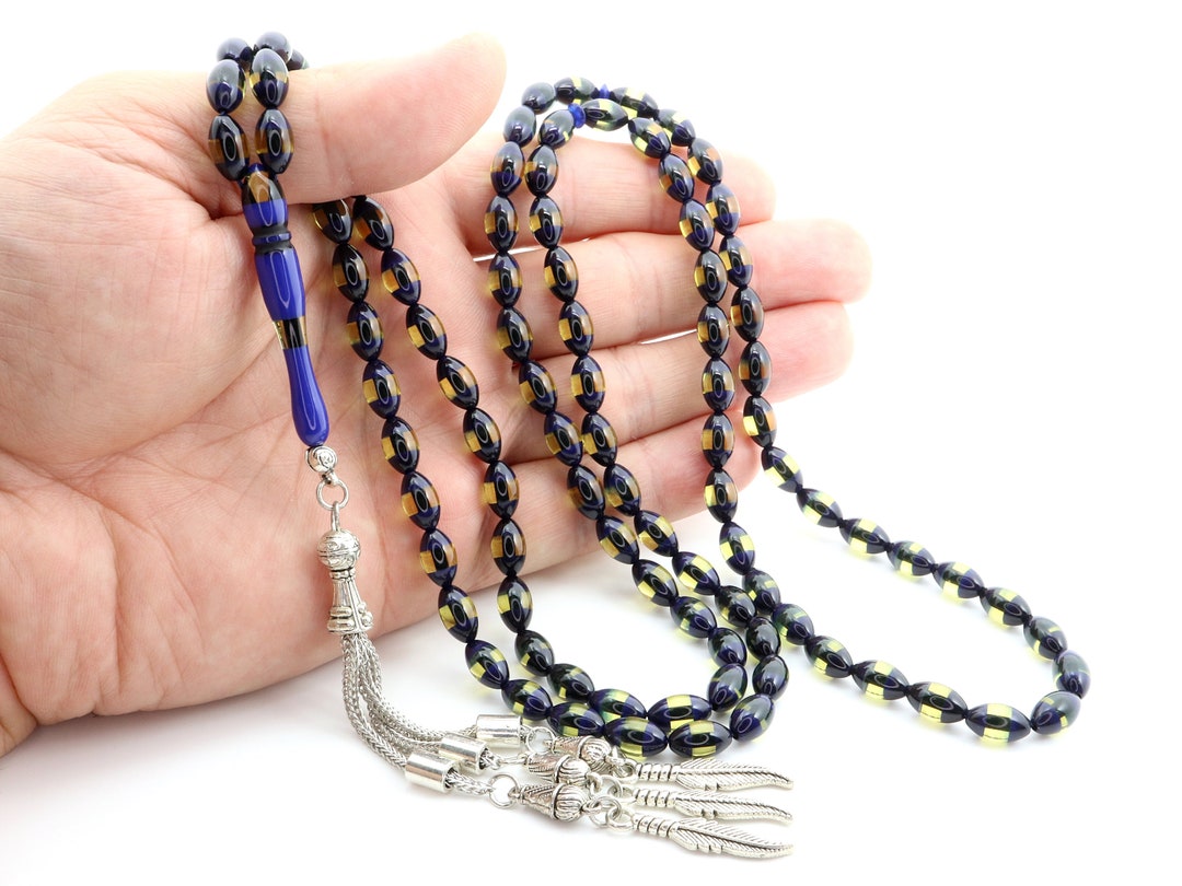 Blue Mix Color 99 Beads Islamic Prayer Beads Misbaha Rosary Tesbih ...