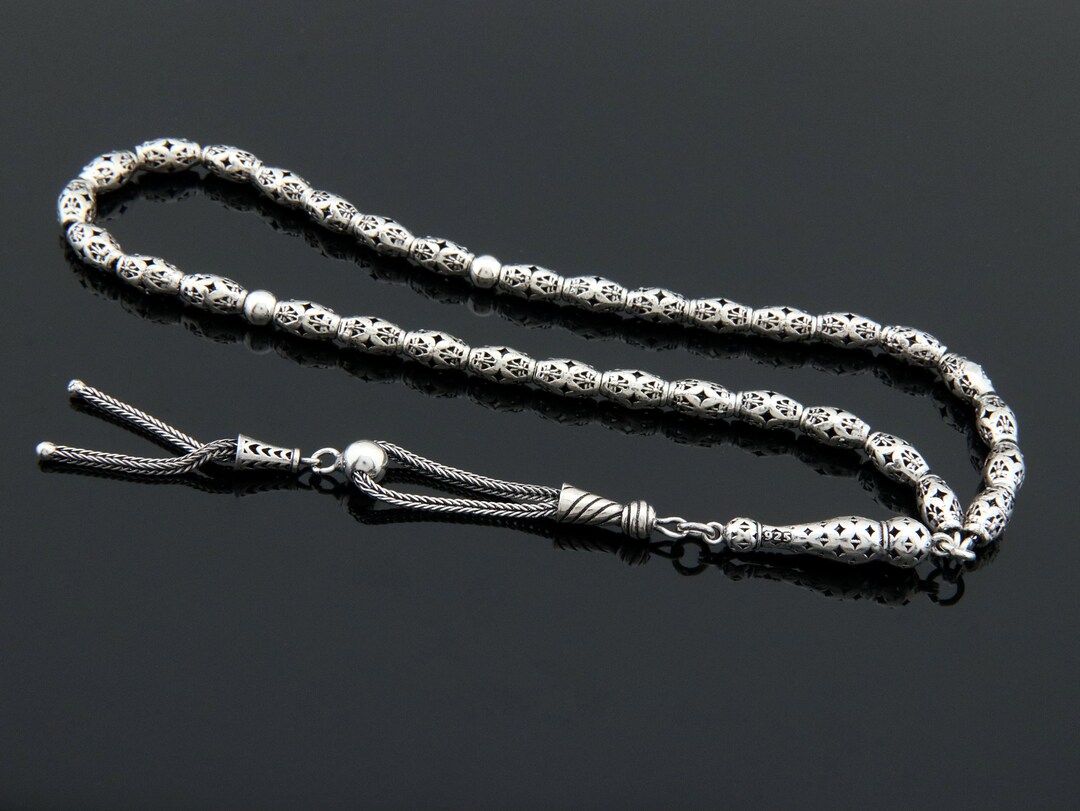 925 Sterling Silver 33 Islamic Prayer Beads Misbaha Tesbih Tasbih ...