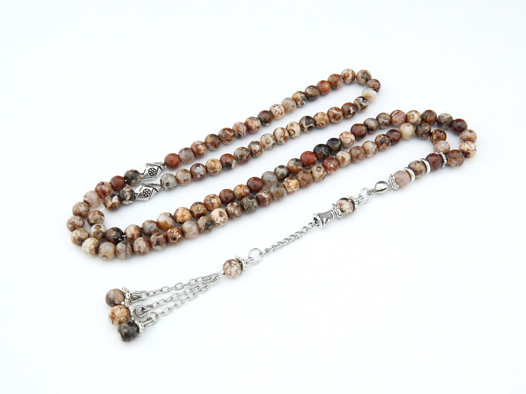 Tibetan Aqeeq Stone, Agate Gemstone 99 Beads Islamic Prayer Beads ...