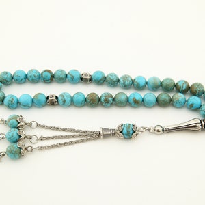 Natural Turquoise Gemstone 33 Beads Islamic Prayer Beads Misbaha From ...