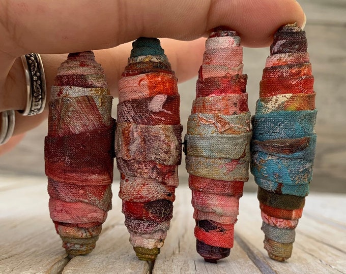 Handmade Fabric Bead, Artisan Bead, Big Fabric Bead, Hippie Boho Bead ...