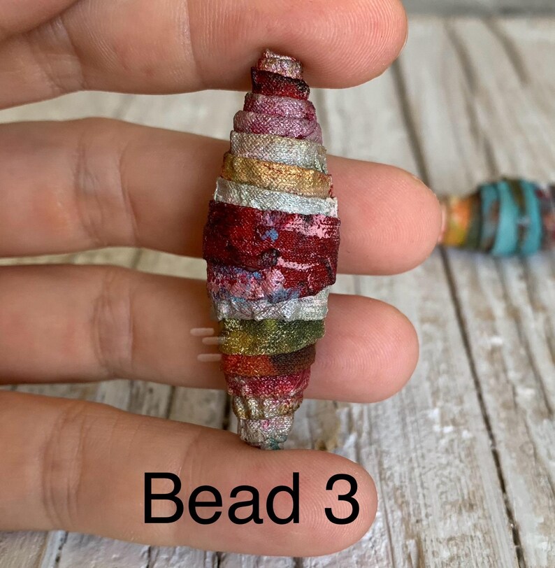 Handmade Fabric Bead, Artisan Bead, Big Fabric Bead, Hippie Boho Bead ...