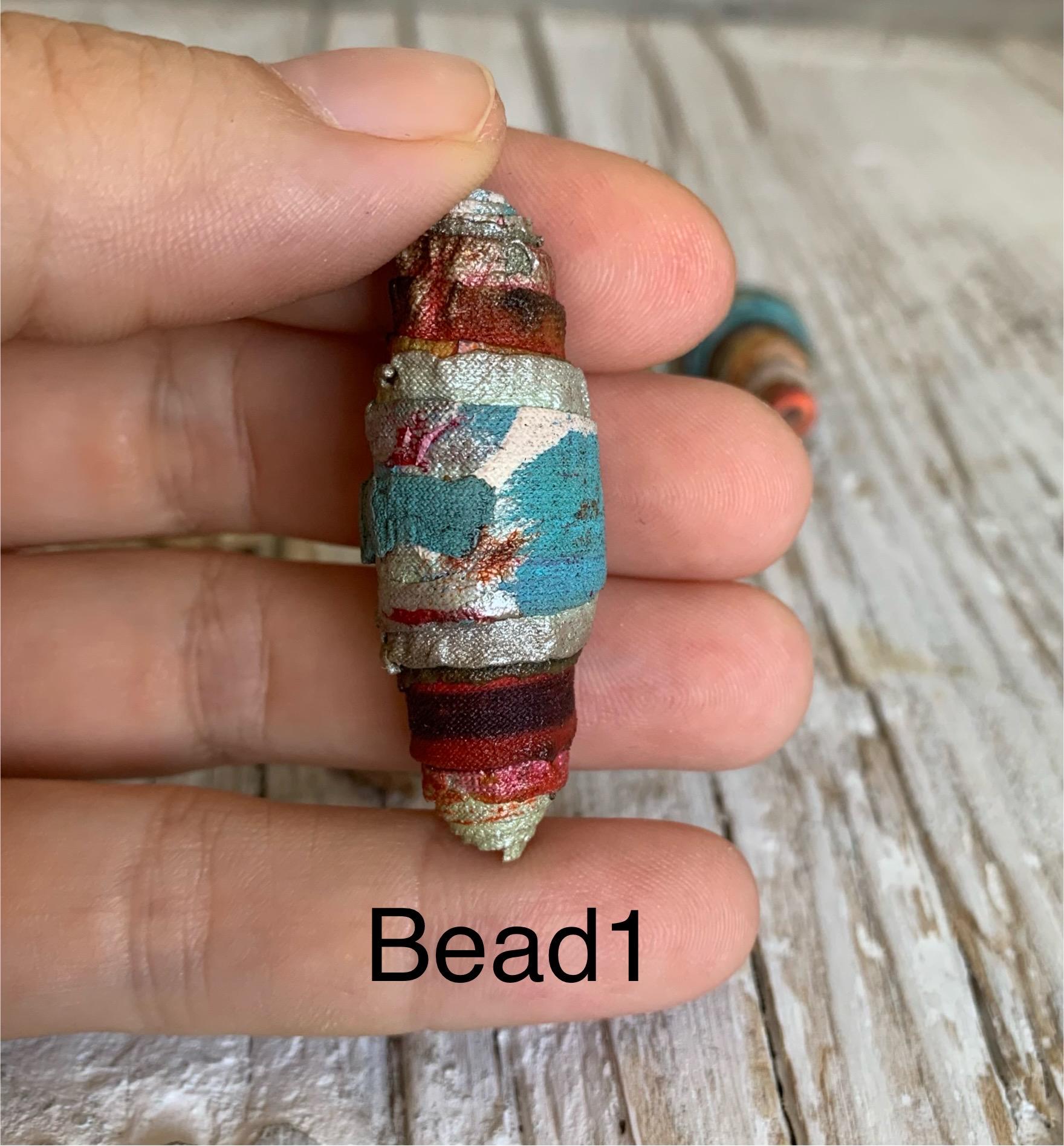 Handmade Fabric Bead, Artisan Bead, Big Fabric Bead, Hippie Boho Bead ...