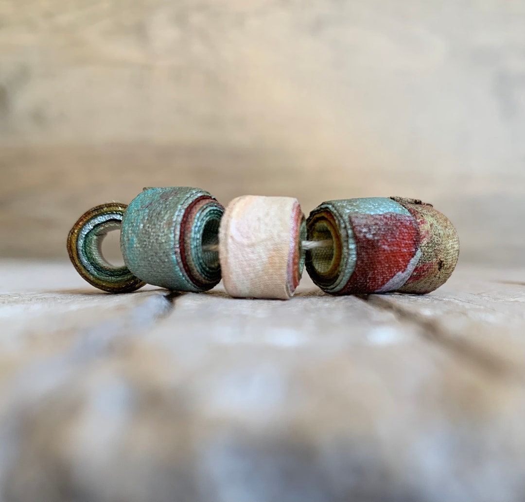 Handpainted Bead Artisan Bead Handmade Fabric Bead Beading - Etsy
