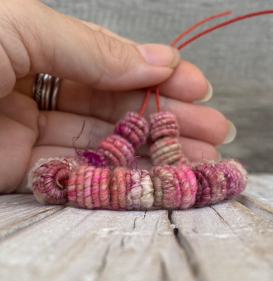 Handmade Fiber Beads, Textile Art Beads, Handmade Boho Yarn Beads ...