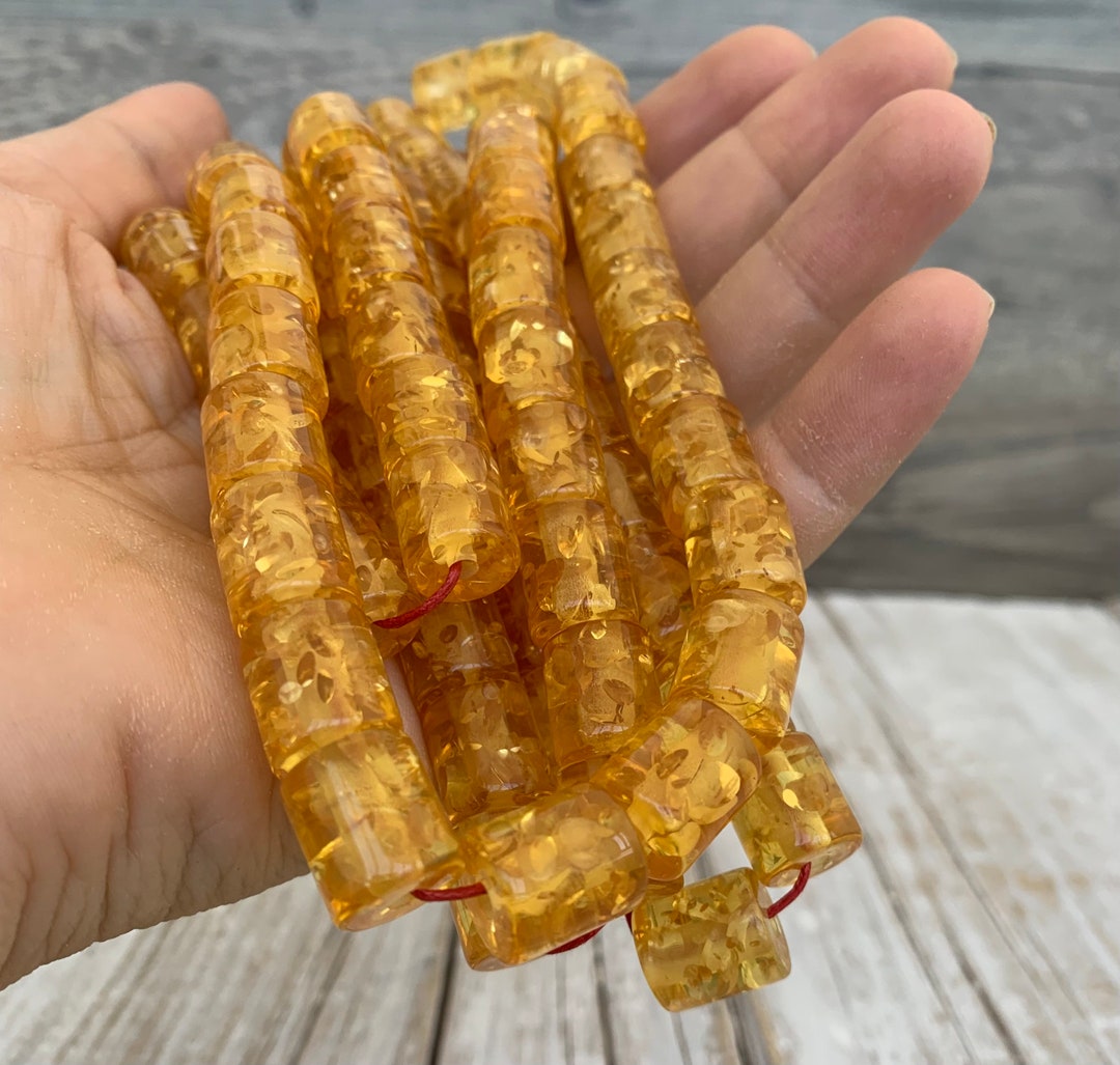 Acrylic Beads Gold Fluted Cylinder Beads, 12 Mm (10) - Etsy