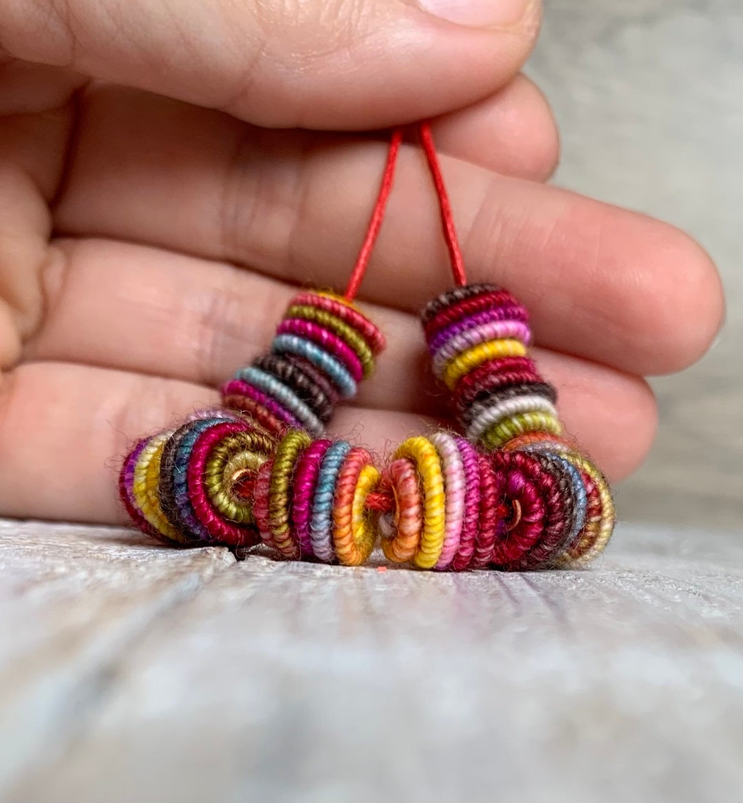 Single Handmade Fiber Bead, Artisan Boho Bead, Wool Bead for Jewelry ...
