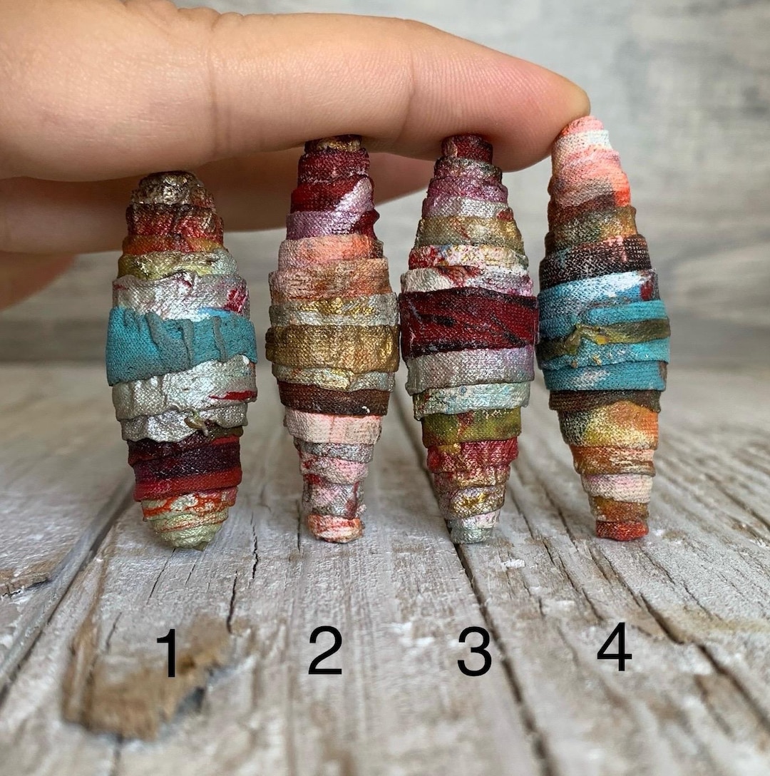 Handmade Fabric Bead, Artisan Bead, Big Fabric Bead, Hippie Boho Bead ...