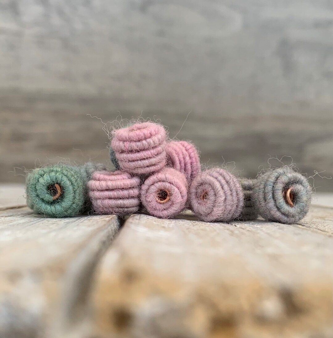 Handmade Copper-fiber Beads - Textile Art Beads - Handmade Yarn Beads ...