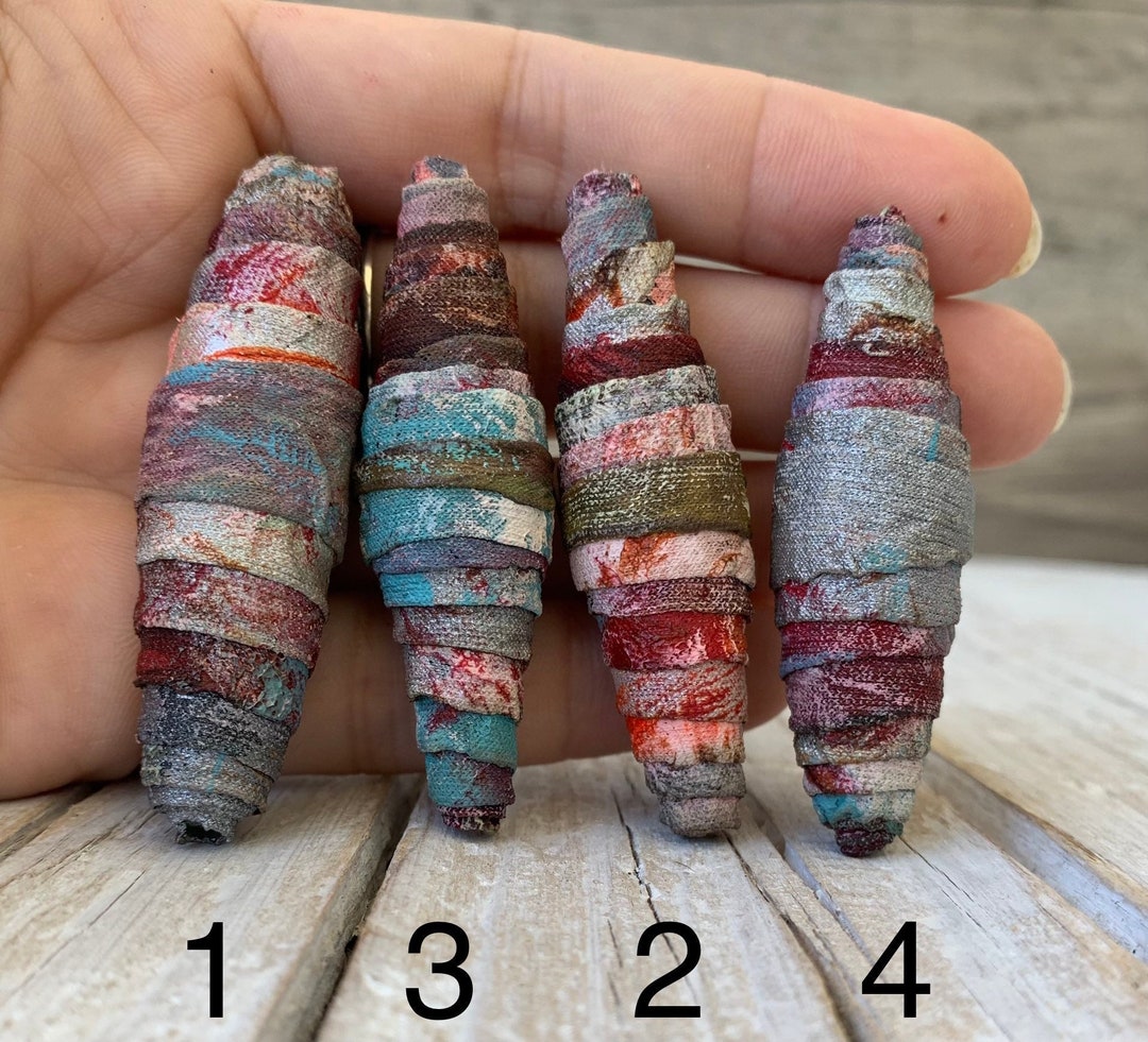 Handmade Fabric Bead, Artisan Bead, Big Fabric Bead, Hippie Boho Bead ...