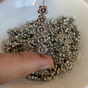 Small Silver Tone Flower Beads, Small Silver Flower Beads, Spacer Beads ...