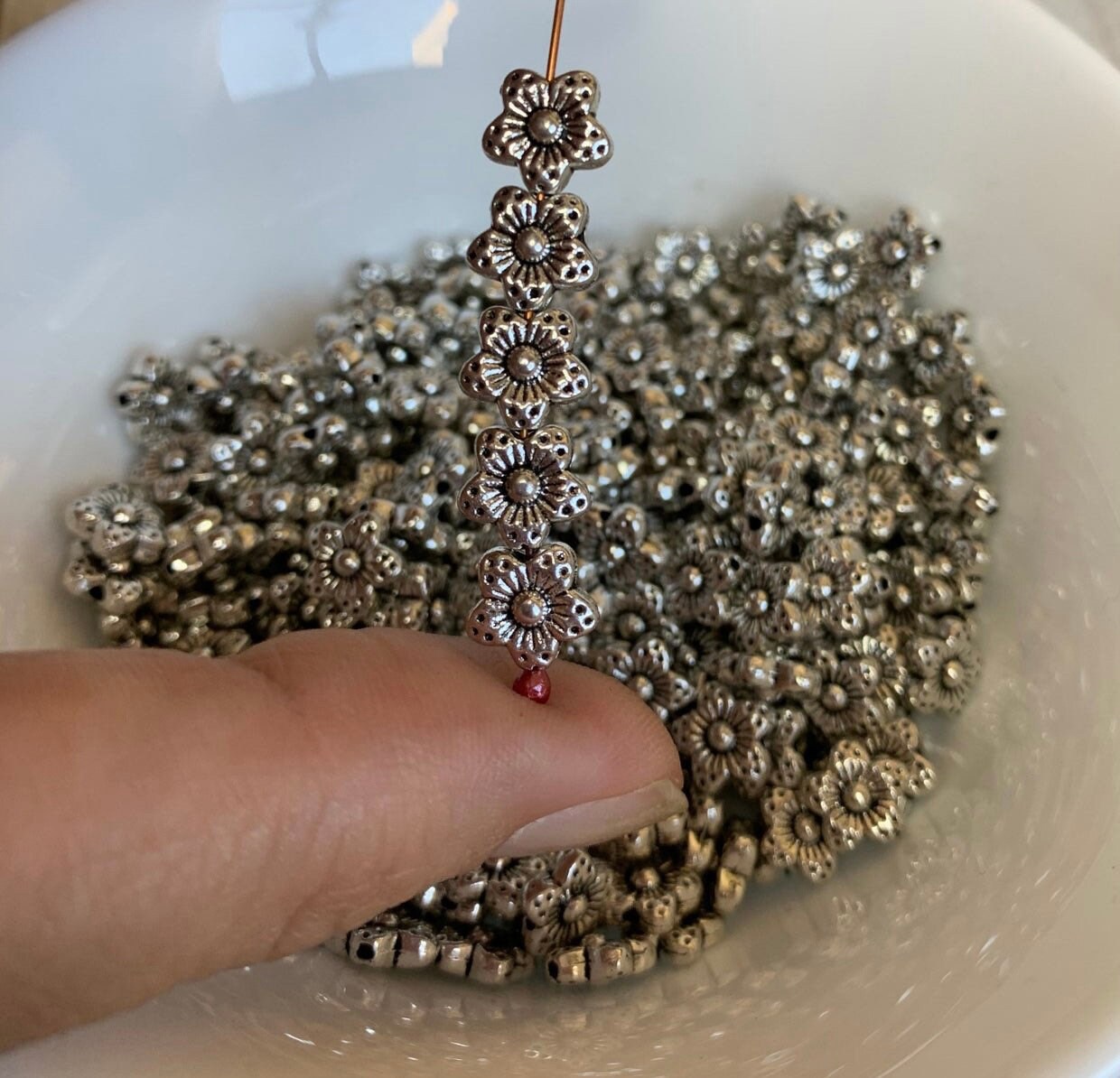 Small Silver Tone Flower Beads small silver Flower beads | Etsy