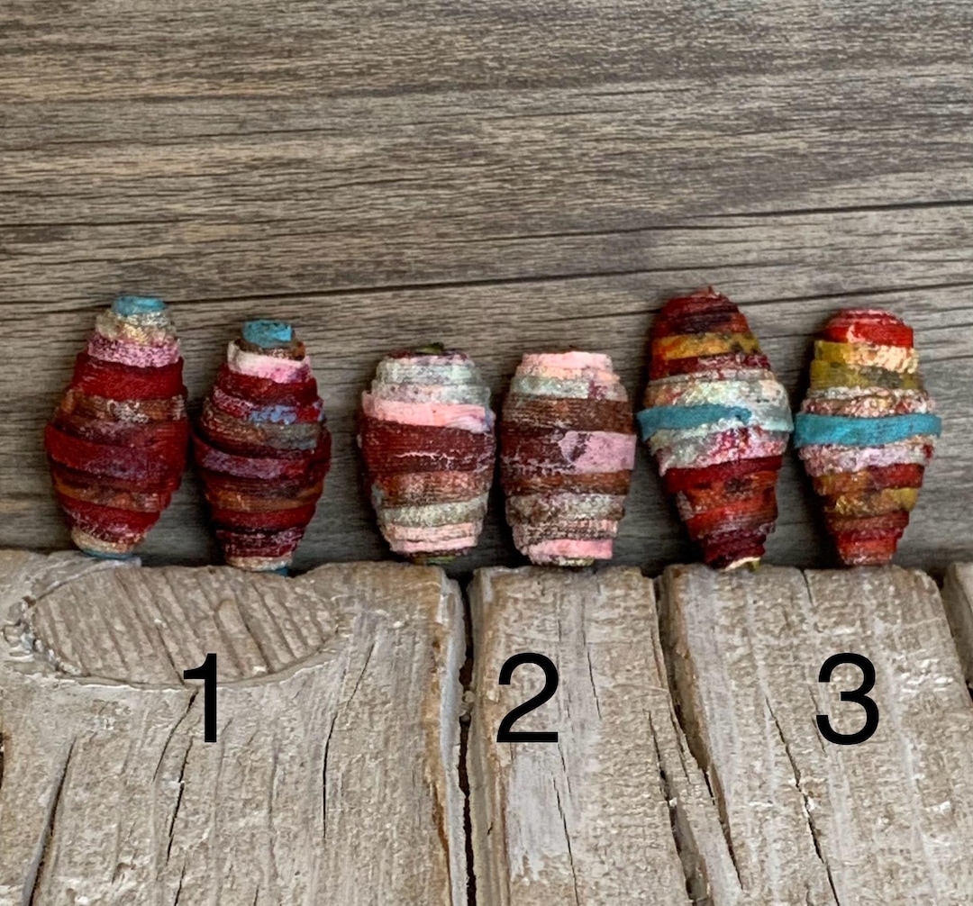 Handmade Fabric Bead, Artisan Bead, Big Fabric Bead, Hippie Boho Bead ...